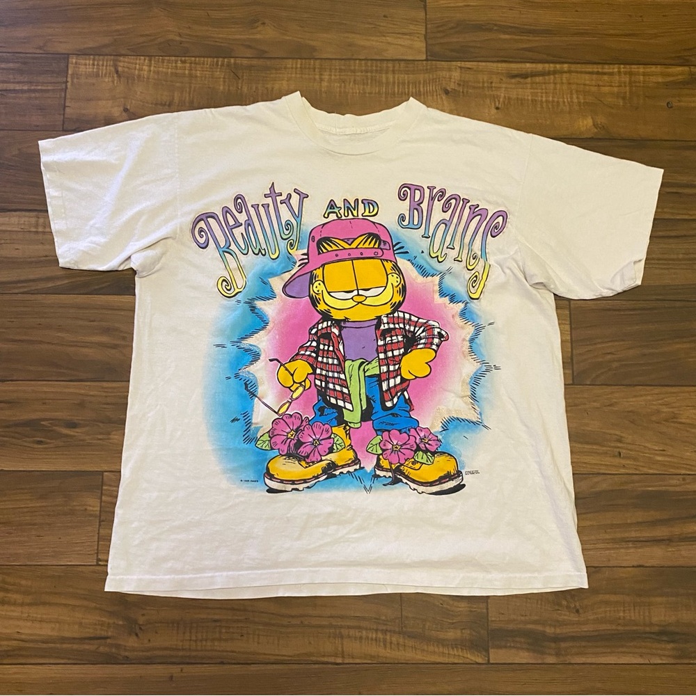 Vtg 1996 Freeze Garfield Beauty & Brains A/O Print T-… - Gem